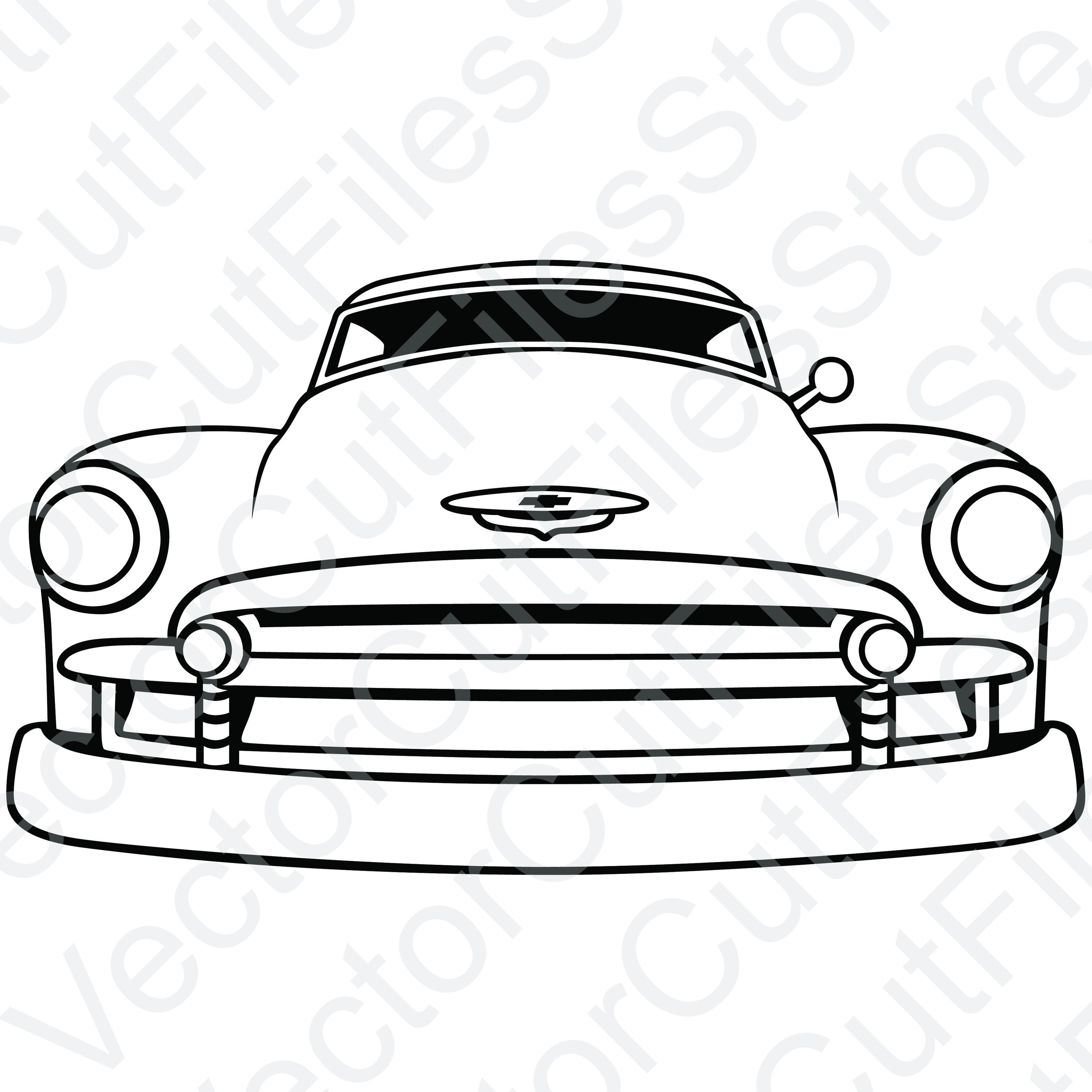 Chevrolet Fleetline 1951 Hot Rod Front View Vector Cut File - Etsy