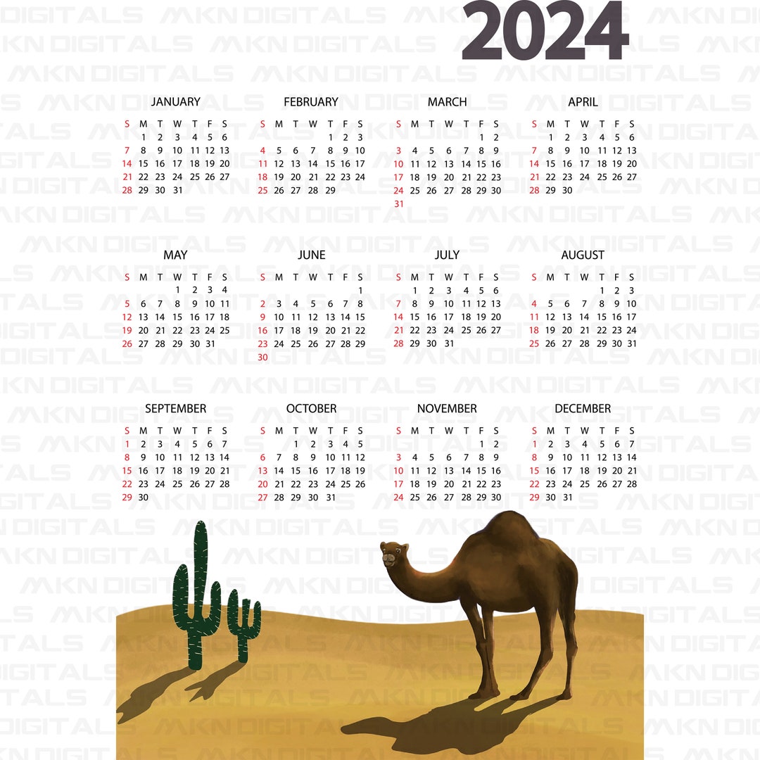 2024 Calendar Camel PNG SVG DXF, Calendar Cricut, Calendar Print ...