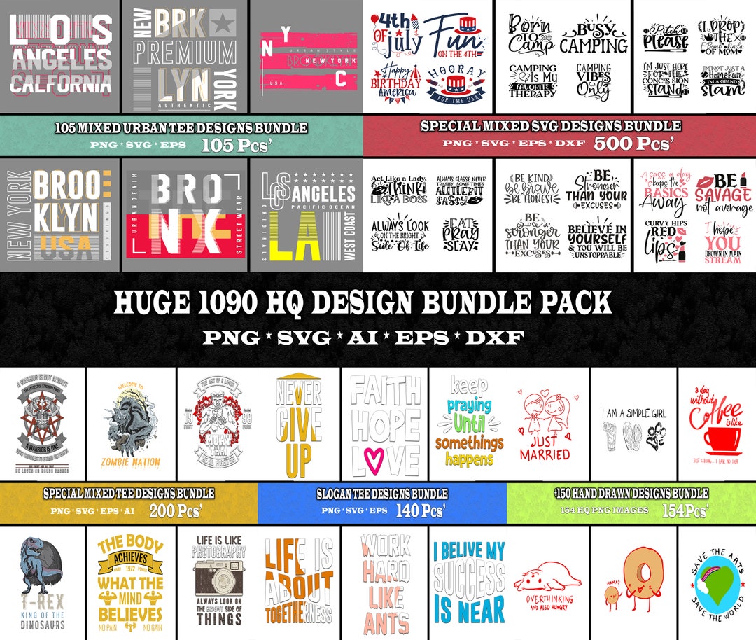 1090 Mixed Tshirt Designs Bundle, Mix SVG Bundle, Cool Png Bundle, Cool ...