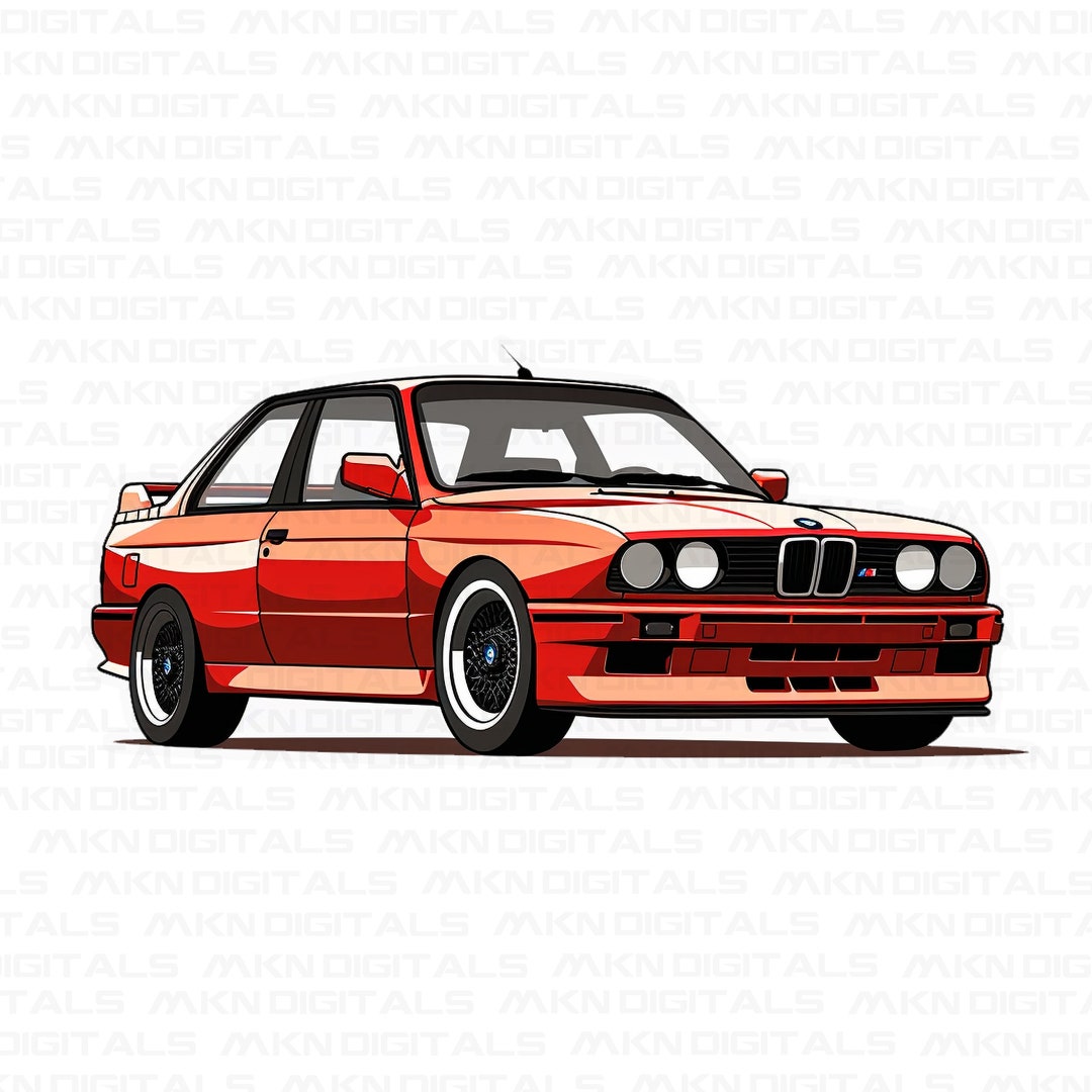 BMW M3 E30 Design, Car Decal & PNG, Bumper Sticker Png, Bumper Sticker ...