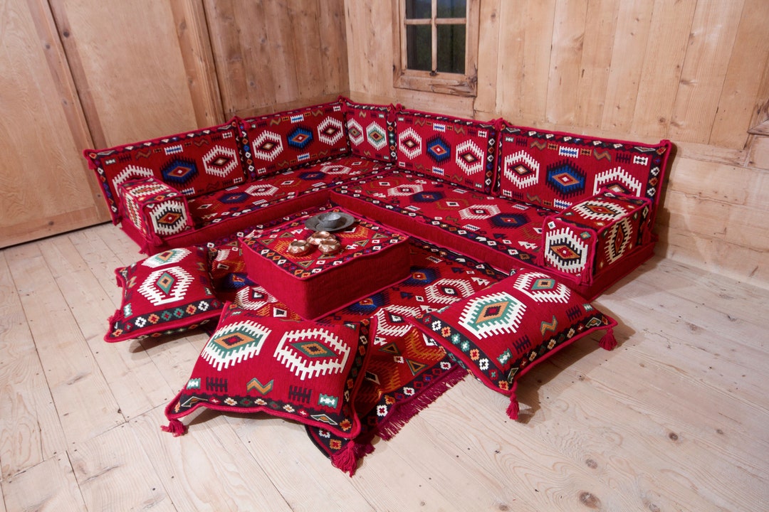L Shaped Sofa Set, Turkish Majlis Sofa, Ethnic Couch Set, Sectional ...