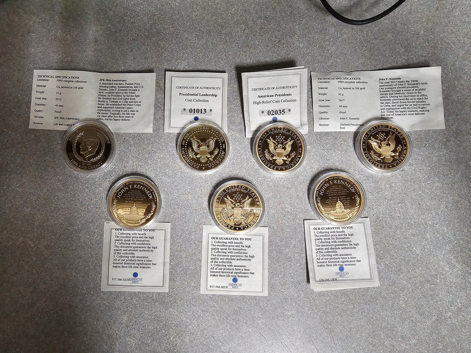 John F. Kennedy U.S. Mint Commemorative Coins -(7) Coins - Etsy
