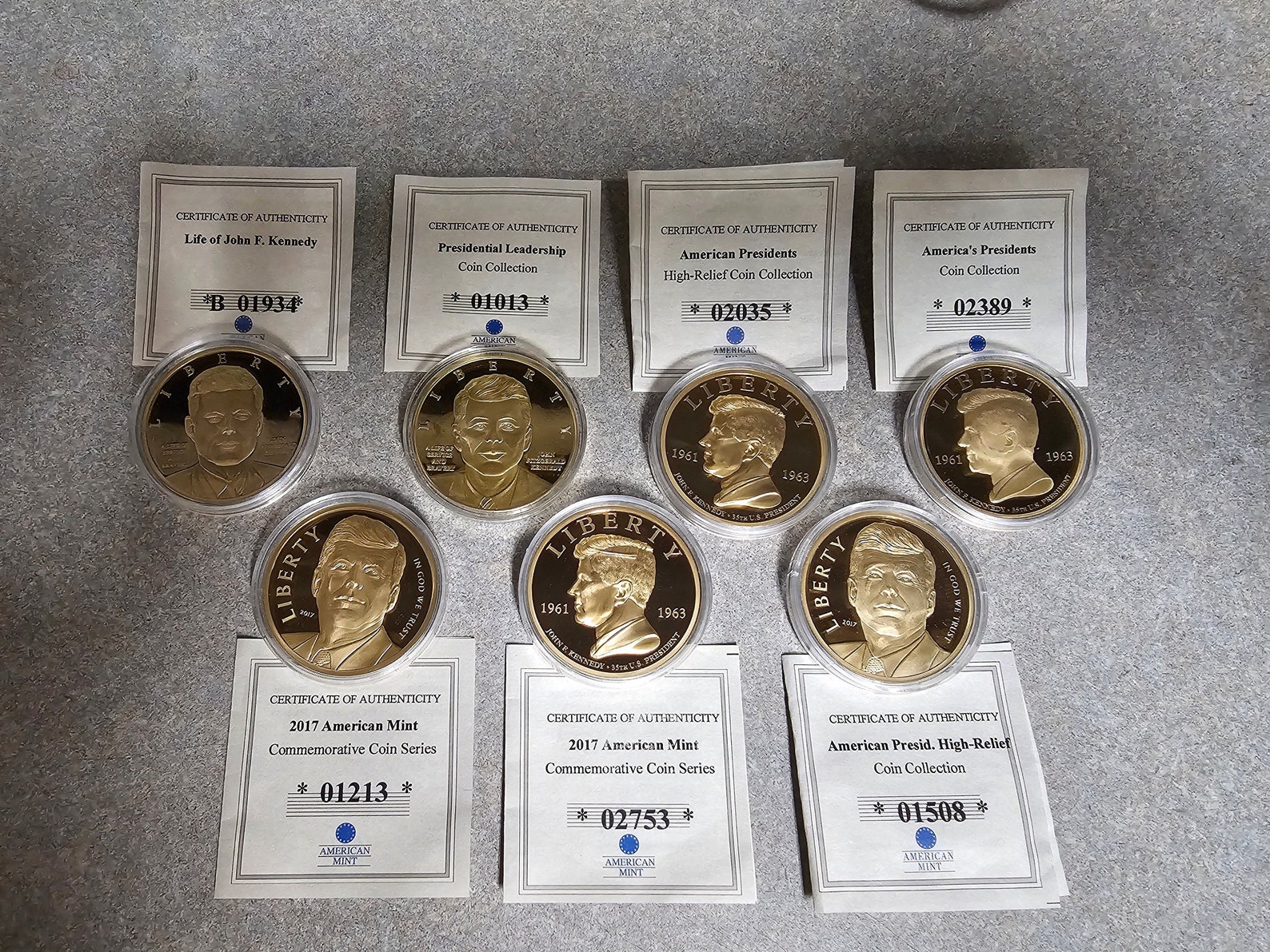 John F. Kennedy U.S. Mint Commemorative Coins -(7) Coins - Etsy