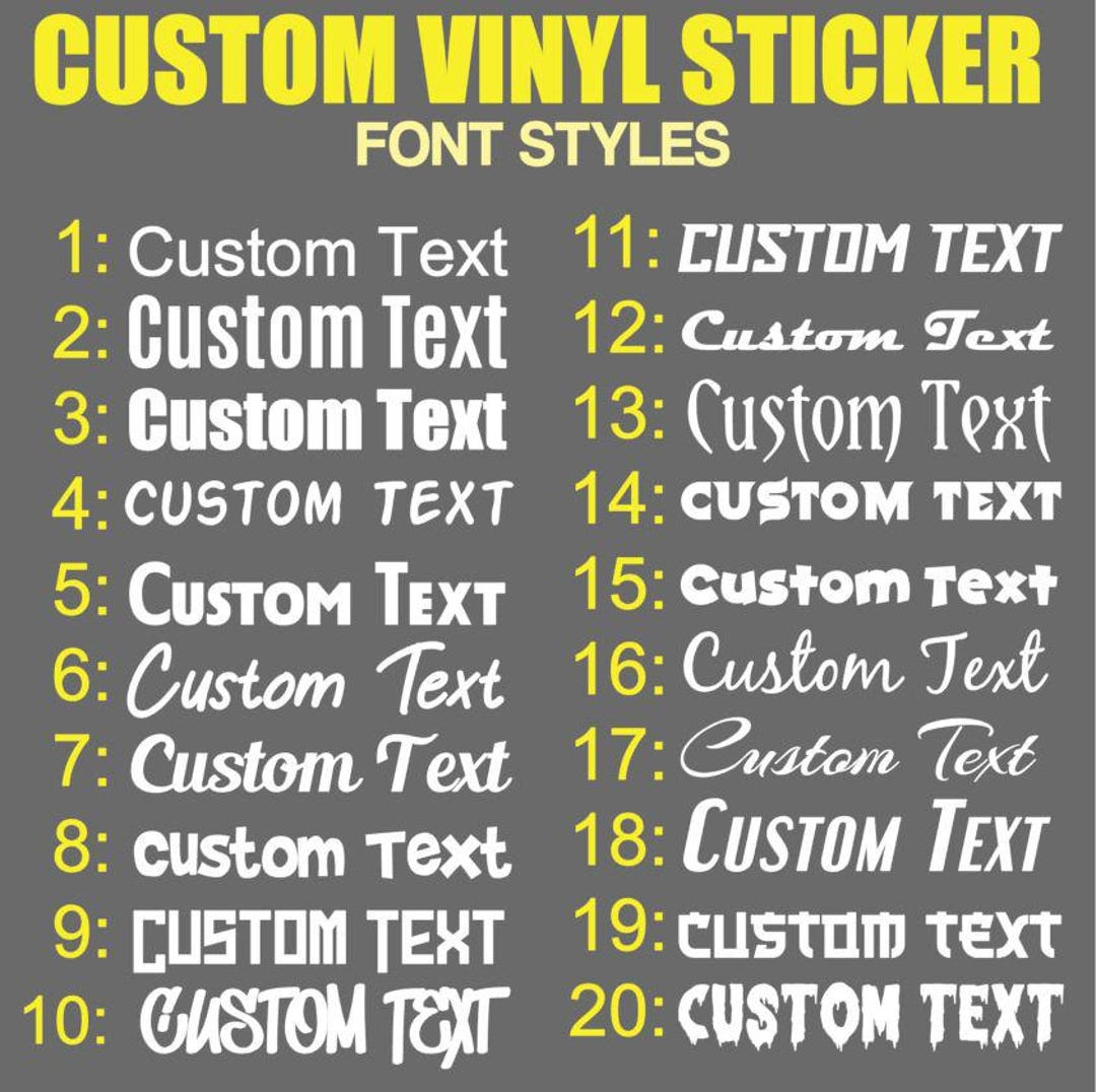 Personalised Name Vinyl Sticker Word Text Cut Fancy Font Sticker ...