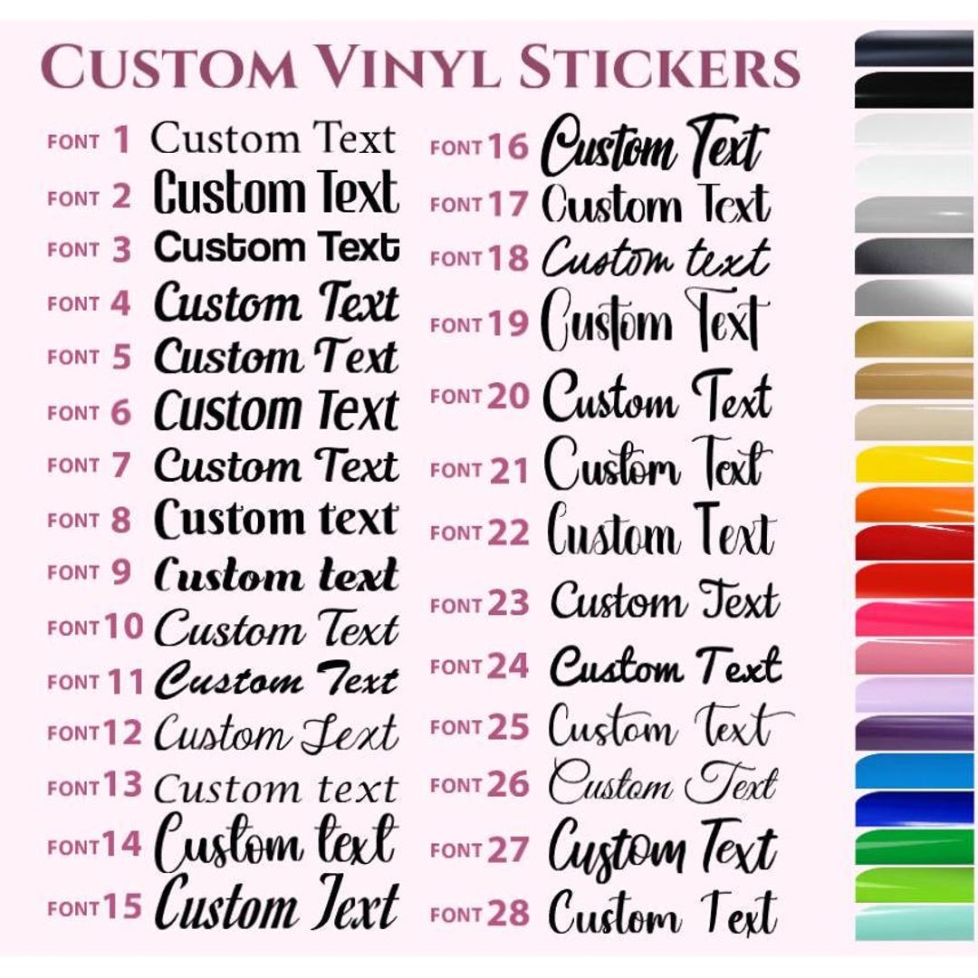 Personalised Name Vinyl Sticker Word Text Cut Fancy Font Sticker ...