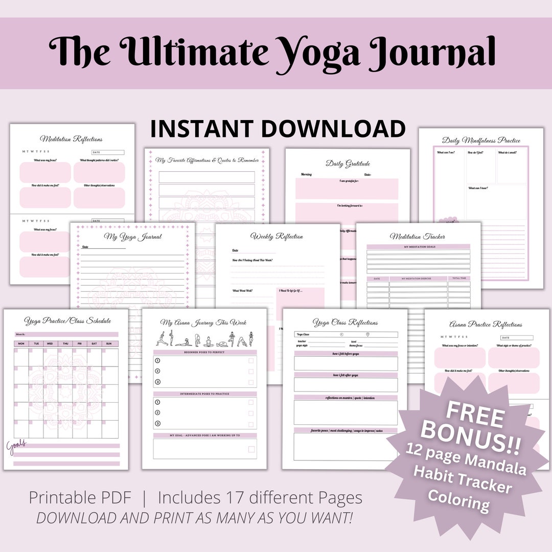 Yoga Practice Journal Complete, Prompts, Goals, Meditation, Reflection ...