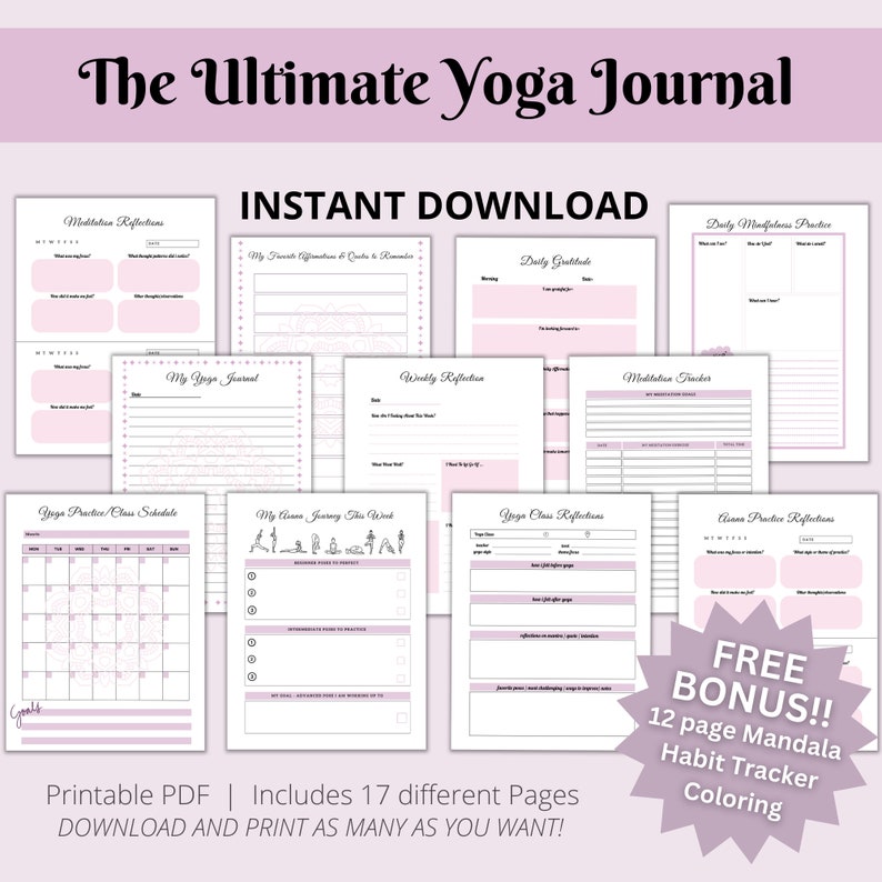 Yoga Practice Journal Complete, Prompts, Goals, Meditation, Reflection ...
