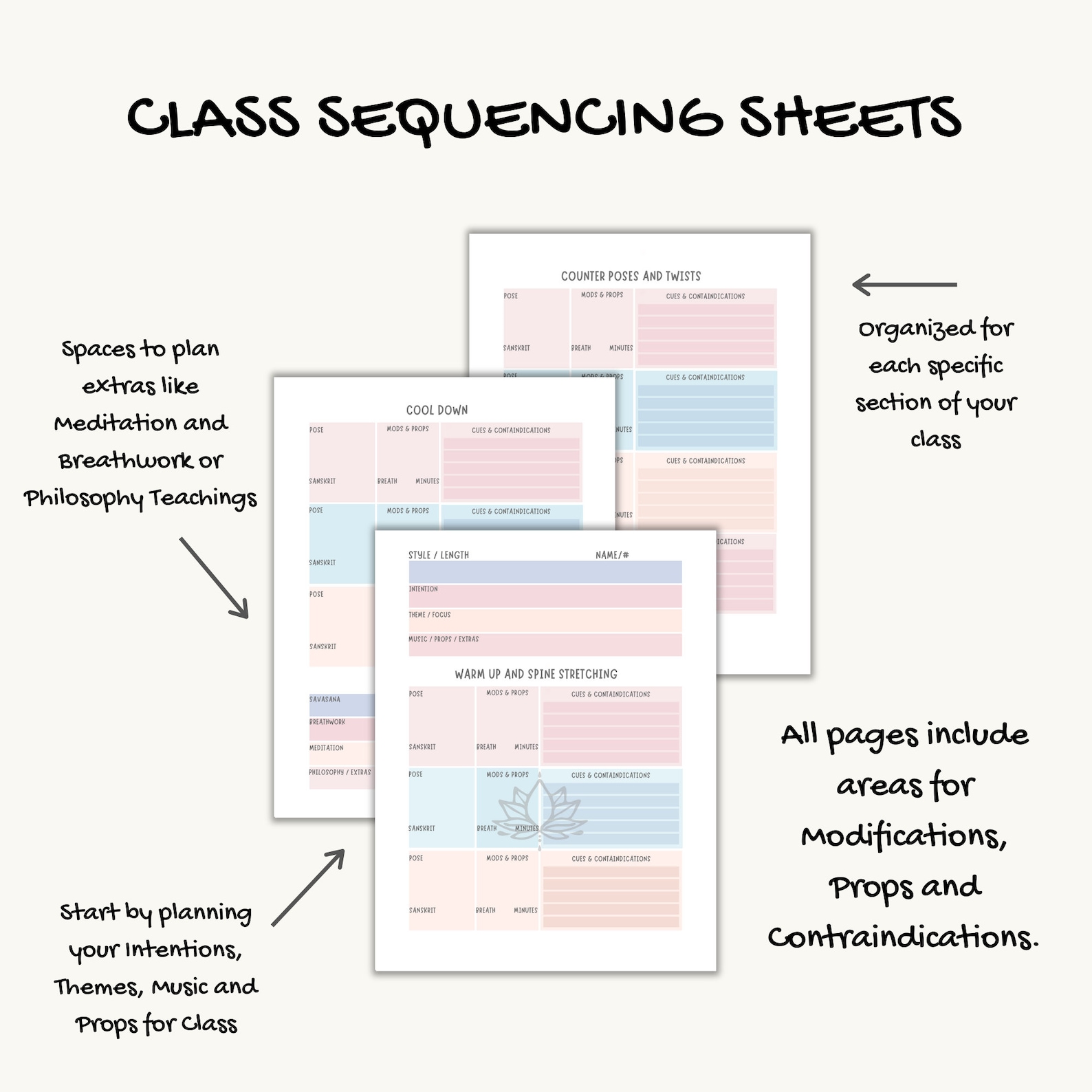 Yoga Teacher Planner Class Sequencing Student & New Instructors Daily ...