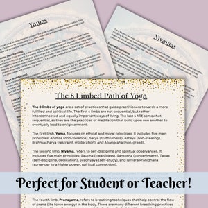 Yoga Philosophy 8 Limb Path Yamas and Niyamas Information Package ...