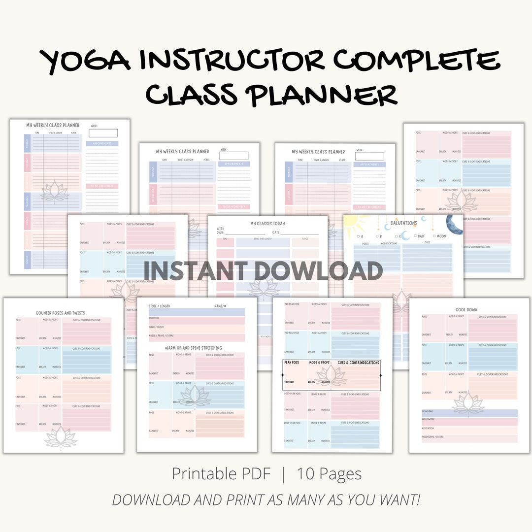 Yoga Teacher Planner Class Sequencing Student & New Instructors Daily ...