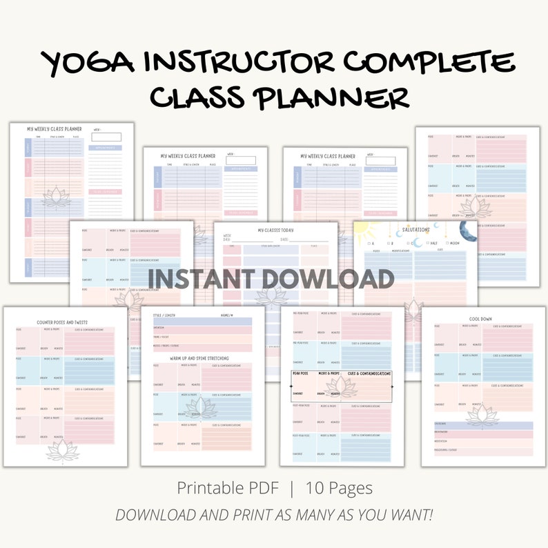 Yoga Teacher Planner Class Sequencing Student & New Instructors Daily ...