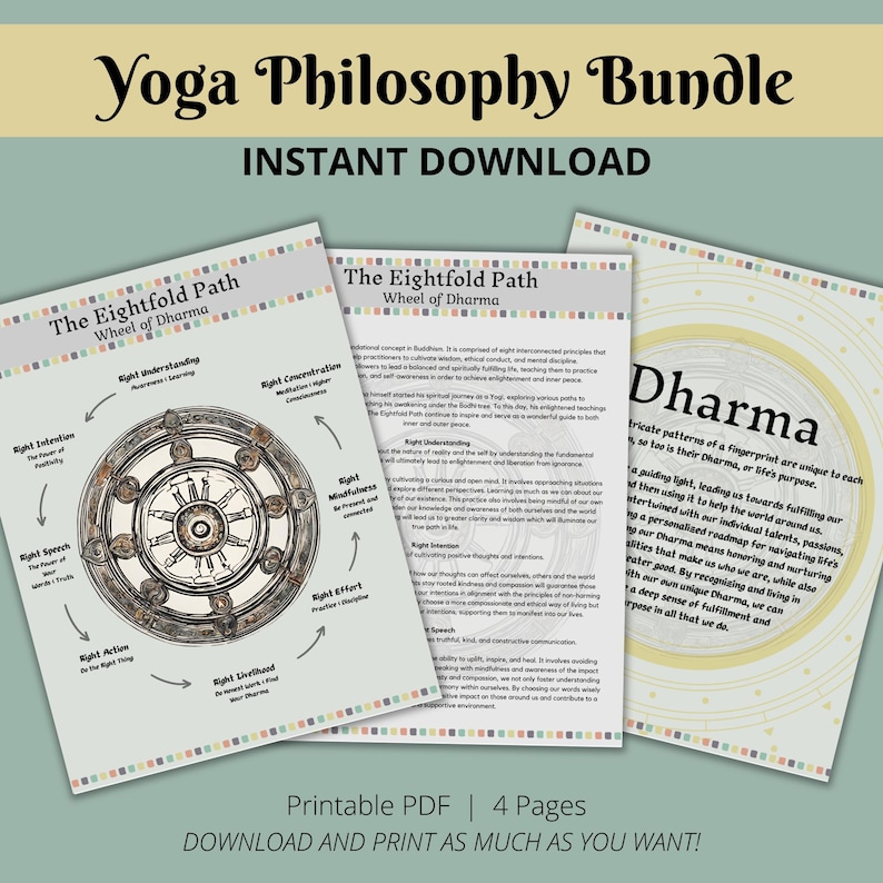 Eightfold Path Dharma Yoga Buddhist Philosophy Infographic Printable ...