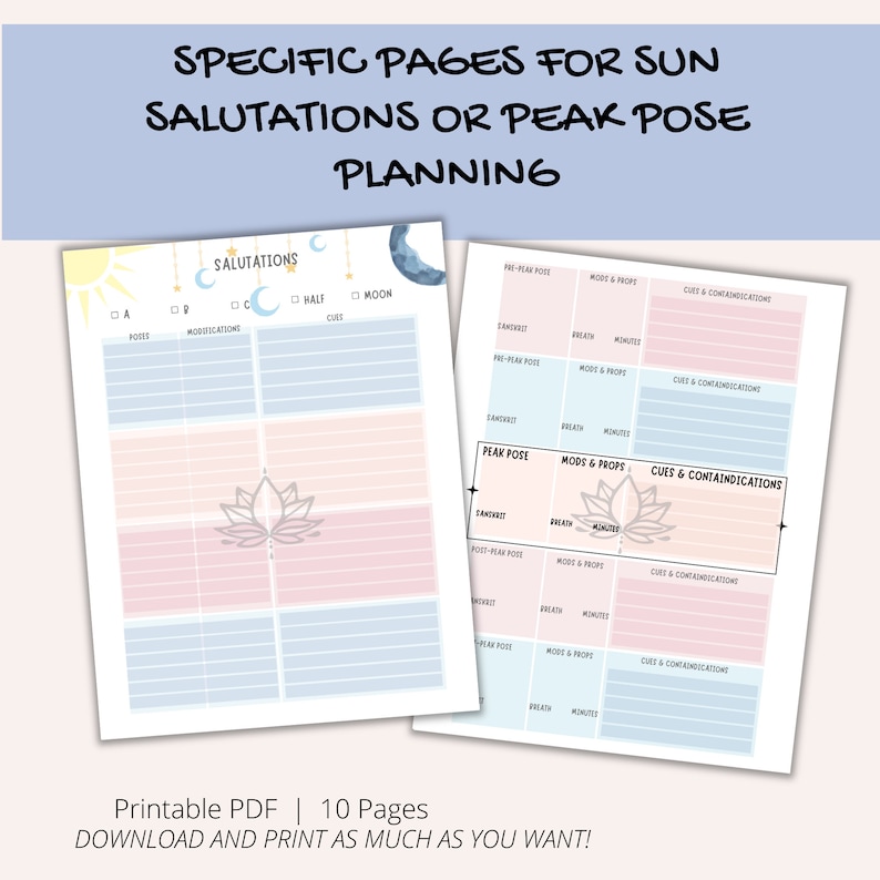 Yoga Teacher Planner Class Sequencing Student & New Instructors Daily ...