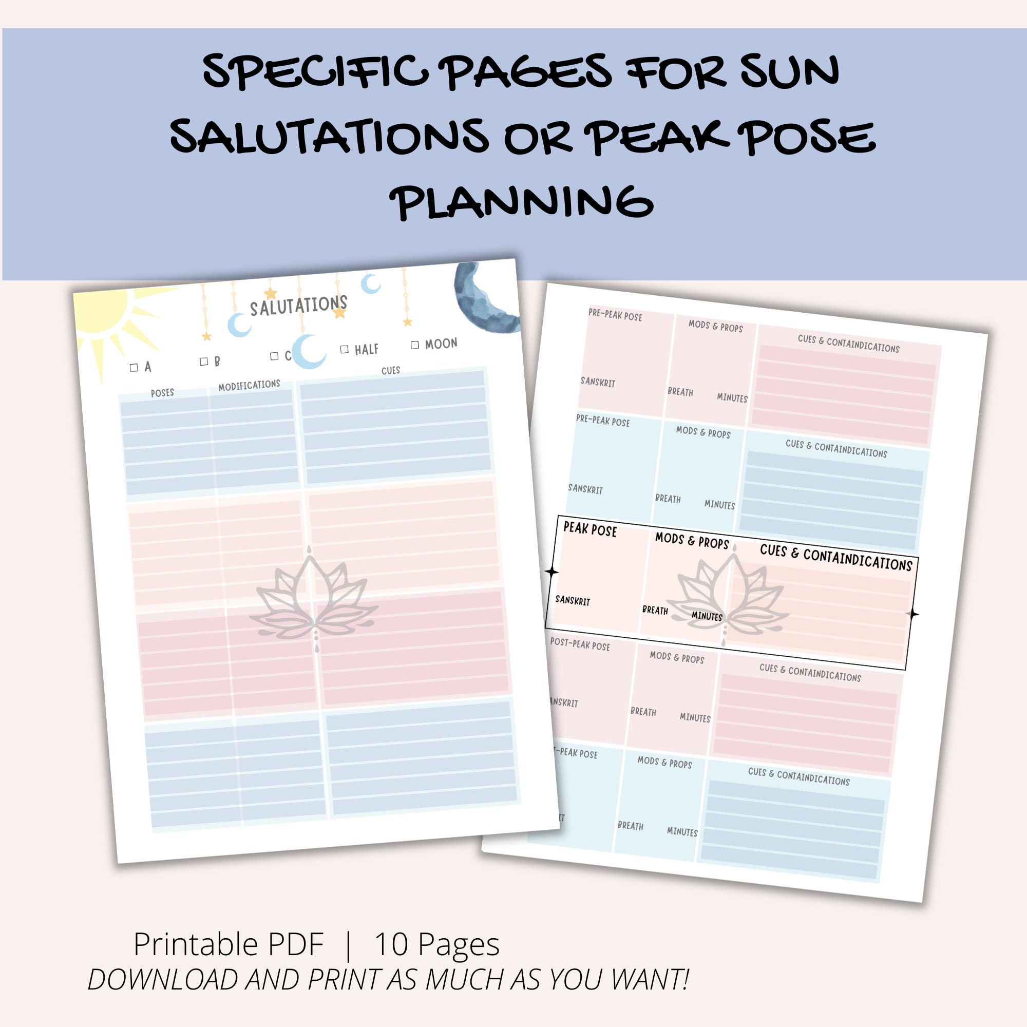 Yoga Teacher Planner Class Sequencing Student & New Instructors Daily ...