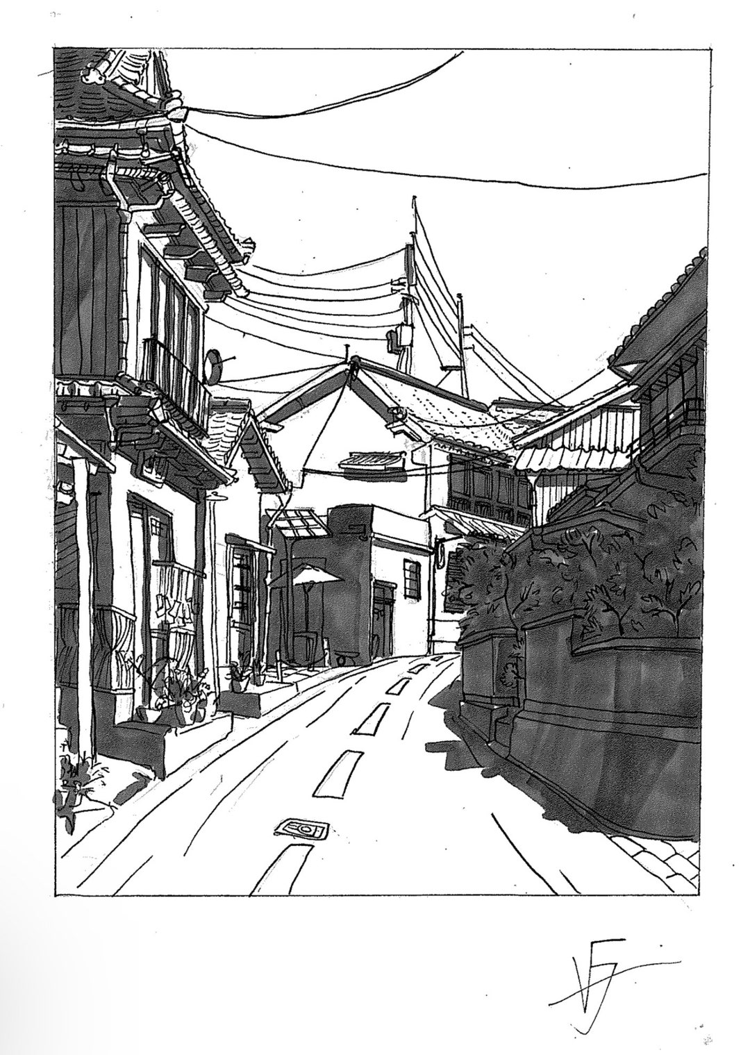 Original Painting of a Japanese Urban Landscape With Alcohol Markers ...