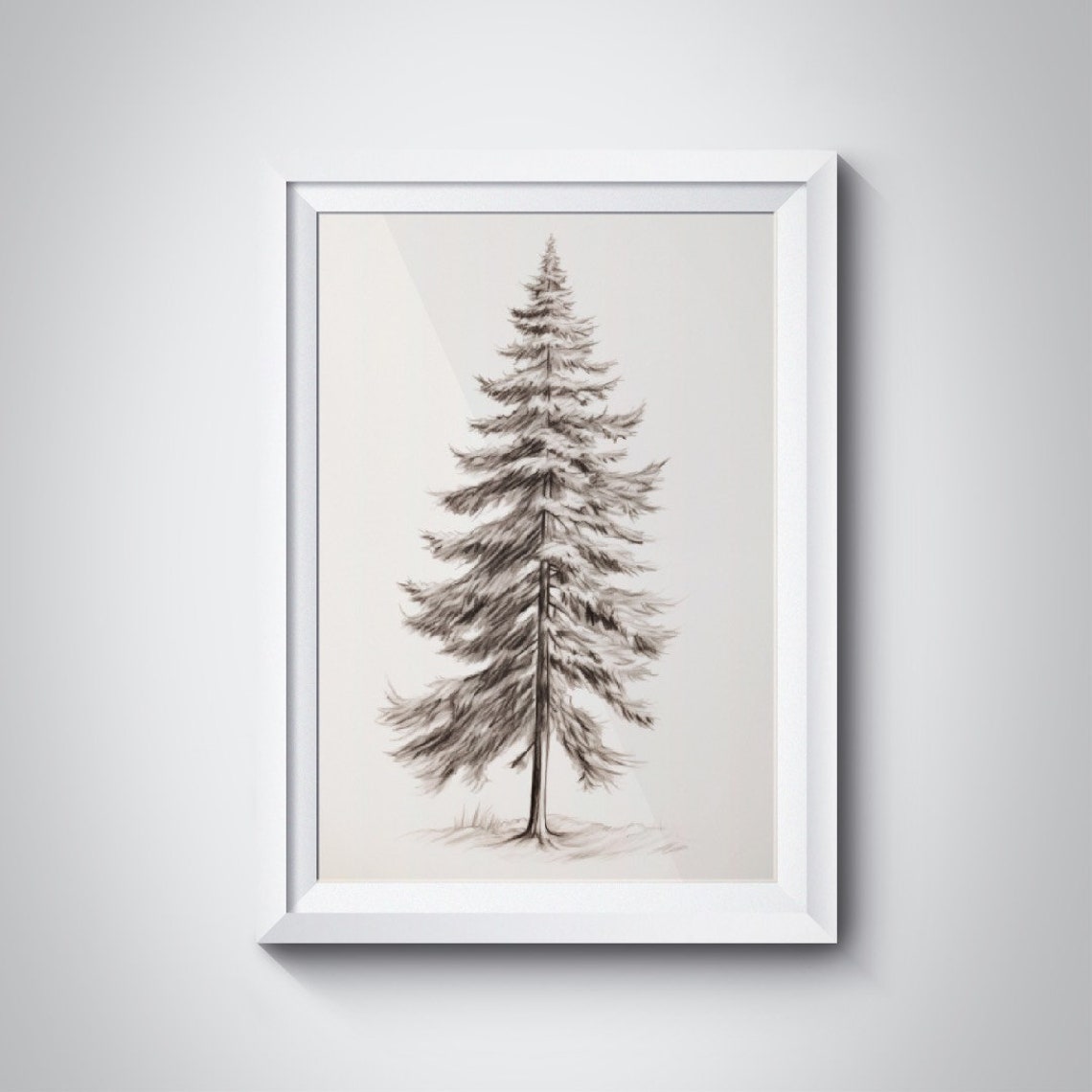 Vintage Western Red Cedar Tree Print, Neutral Tree Sketch, AI Generated ...