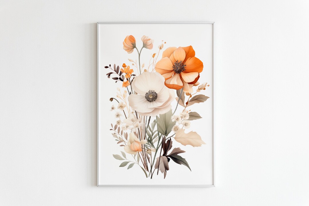 Boho Wildflower Bouquet Wall Art, Neutral Floral Poster, Sprint Summer ...