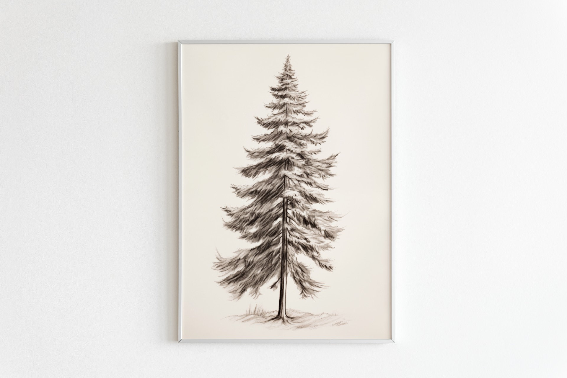 Vintage Western Red Cedar Tree Print, Neutral Tree Sketch, AI Generated ...