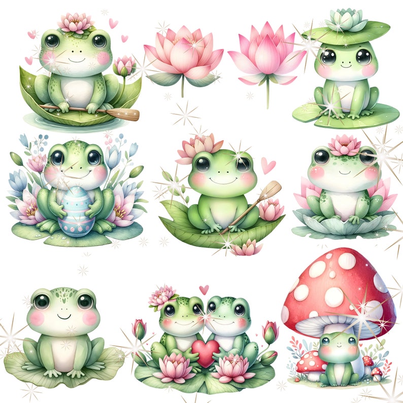 Frog,cute Frog,frog Clipart, Digital Clipart,whimsical Frog ...