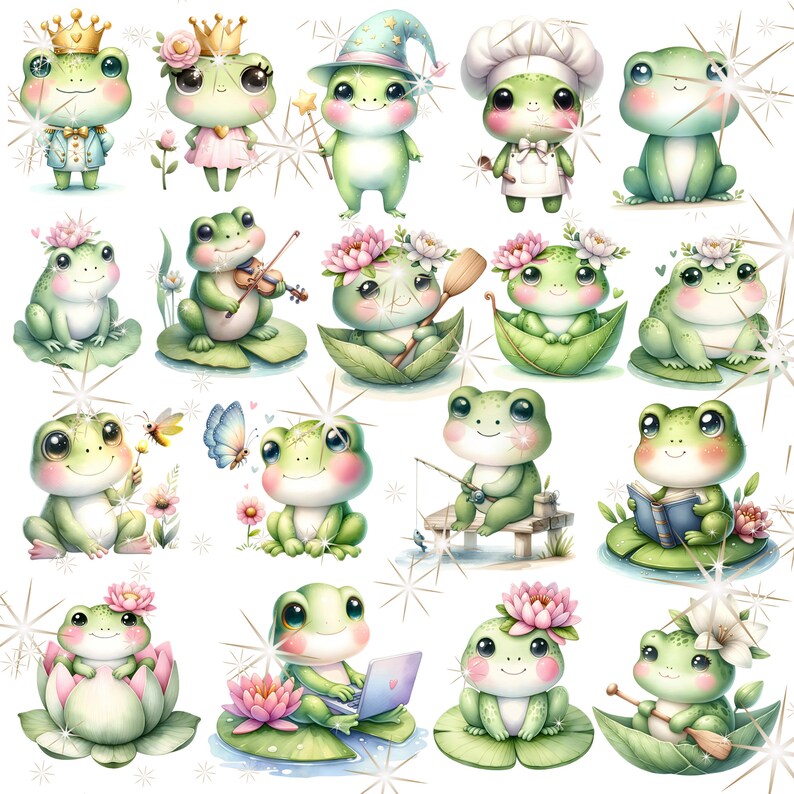Frog,cute Frog,frog Clipart, Digital Clipart,whimsical Frog ...
