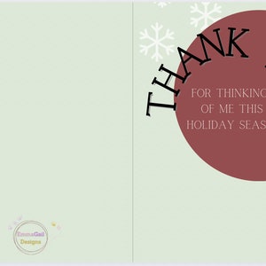 Holiday Thank You Cards, Digital Download, Editable Template, Christmas ...