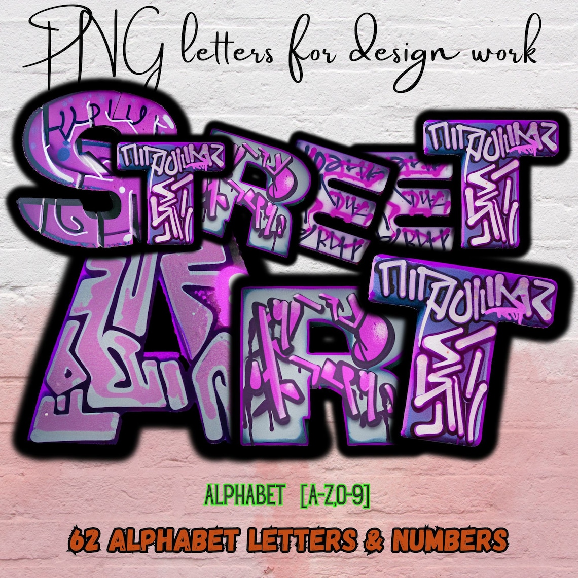 Urban Graffiti Alphabet PNG Set | Street Art Style Digital Letters and ...