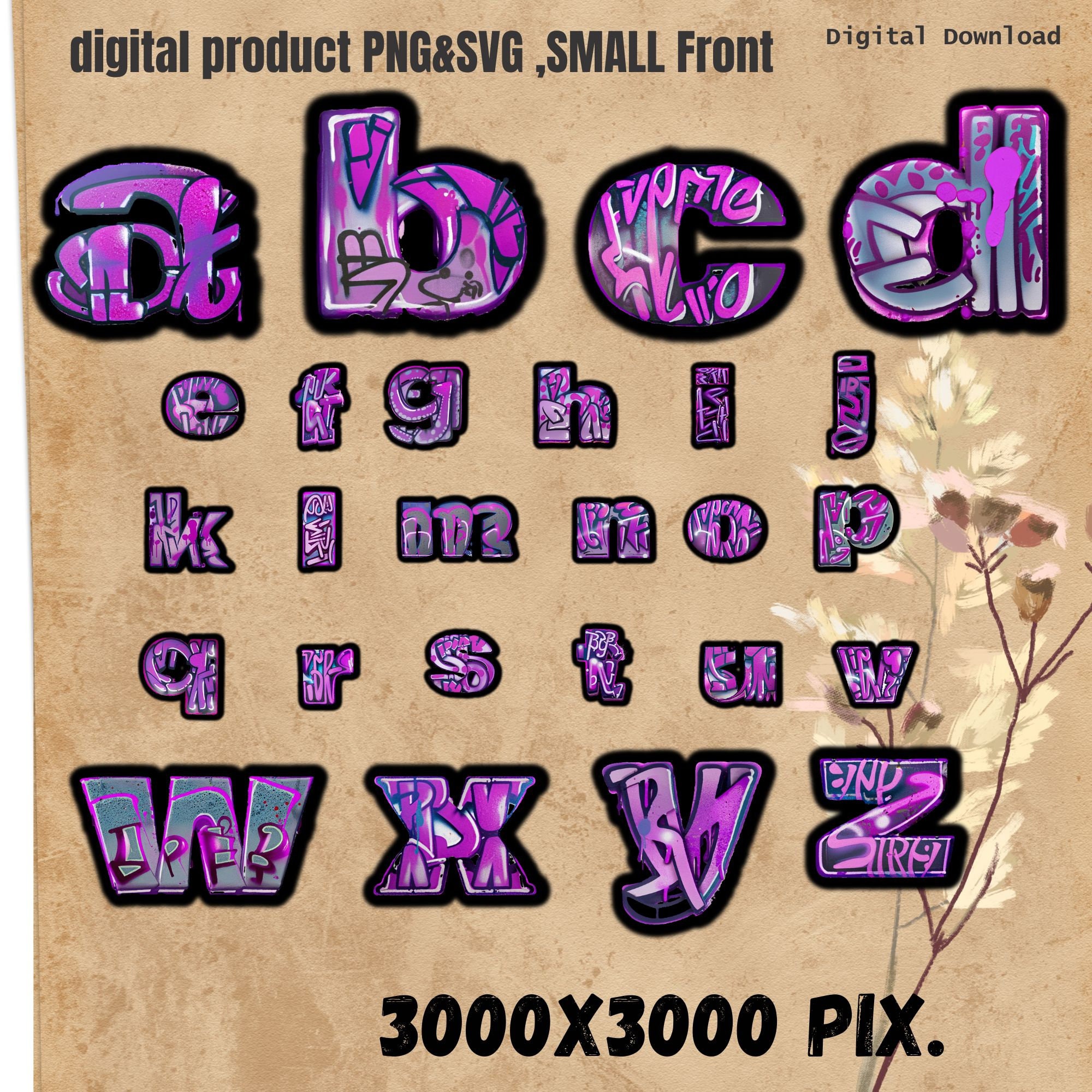 Urban Graffiti Alphabet PNG Set | Street Art Style Digital Letters and ...
