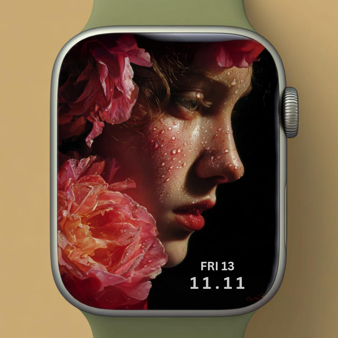 Floral Lady Apple Watch Wallpaper – Elegant Feminine Aesthetic Digital ...