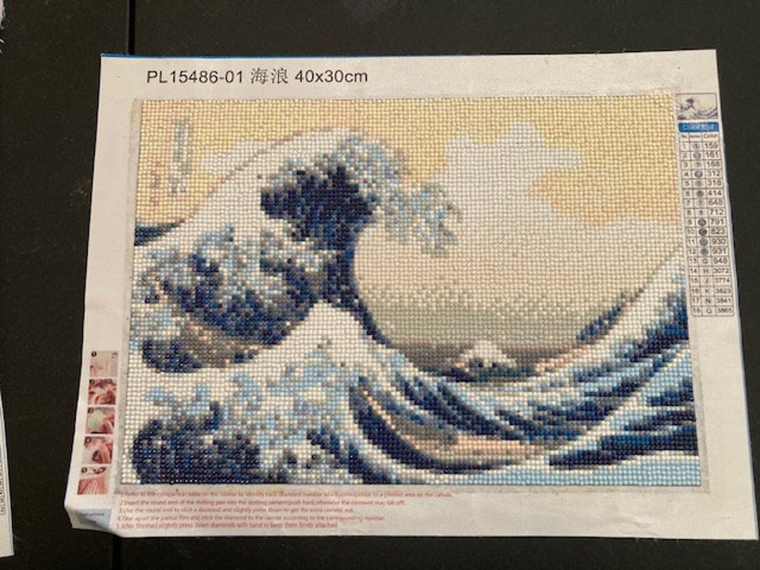 The Great Wave, Tsunami, Diamond Art, Ready for Framing, Gift, Birthday ...