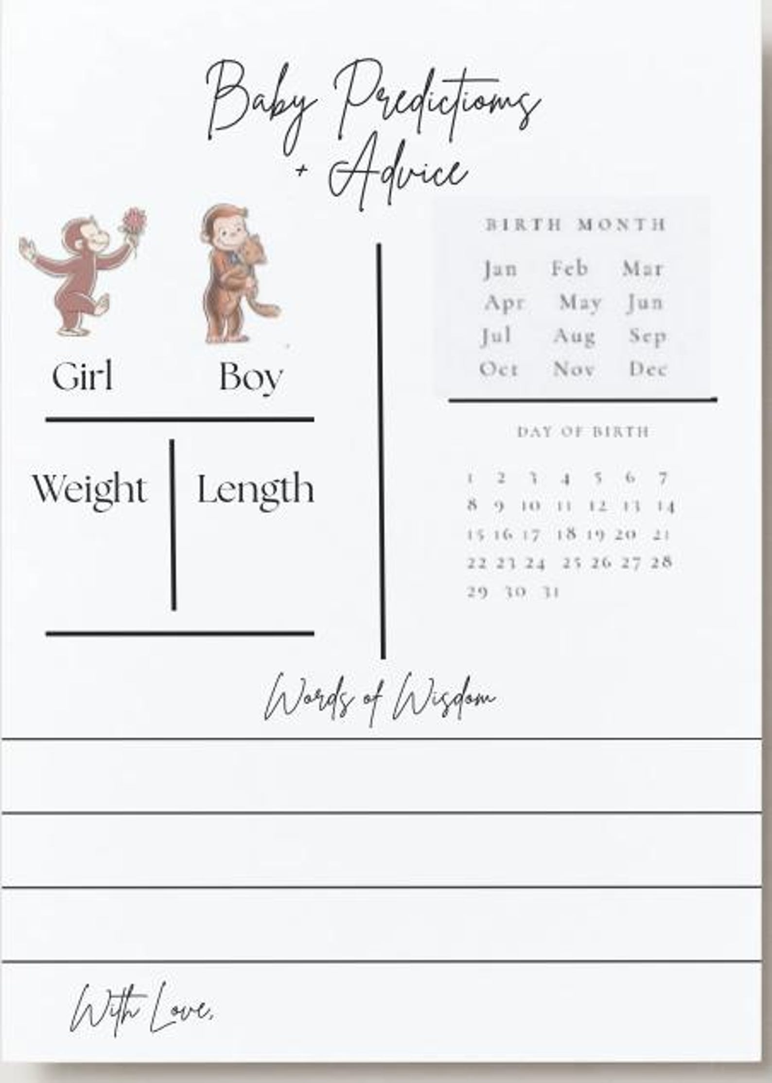 Curious George Baby Shower Invitation & Games Bundle (digital Download ...