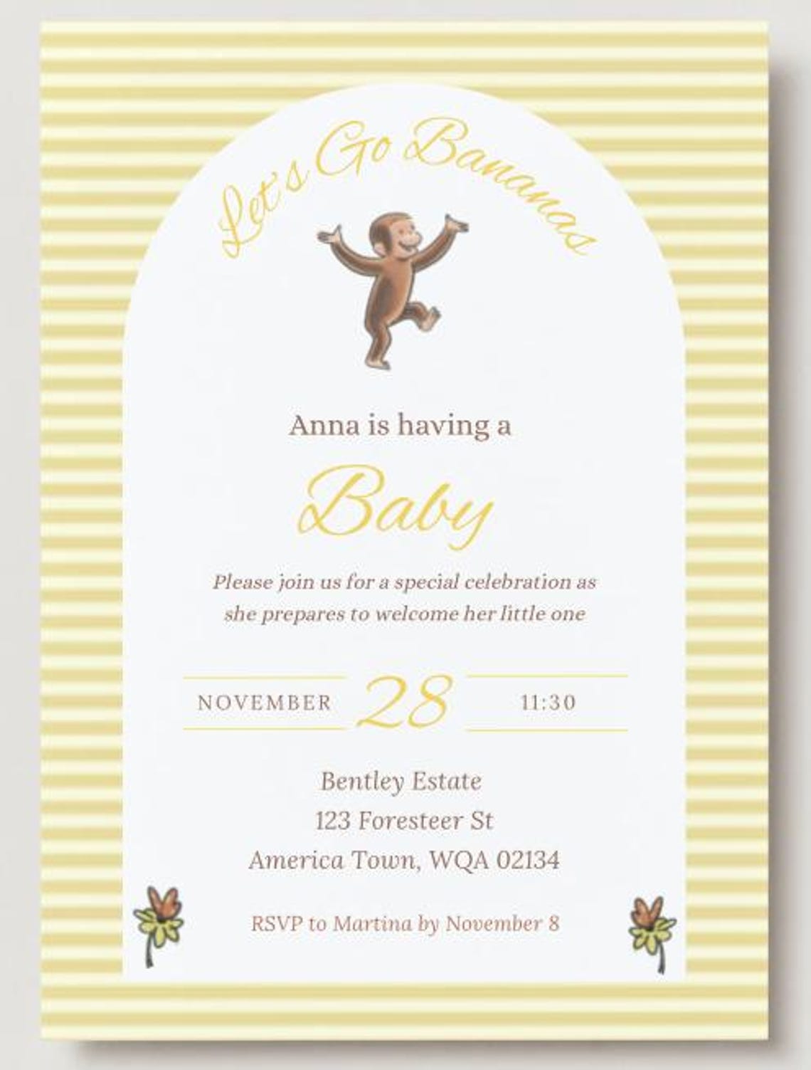 Curious George Baby Shower Invitation & Games Bundle (digital Download ...