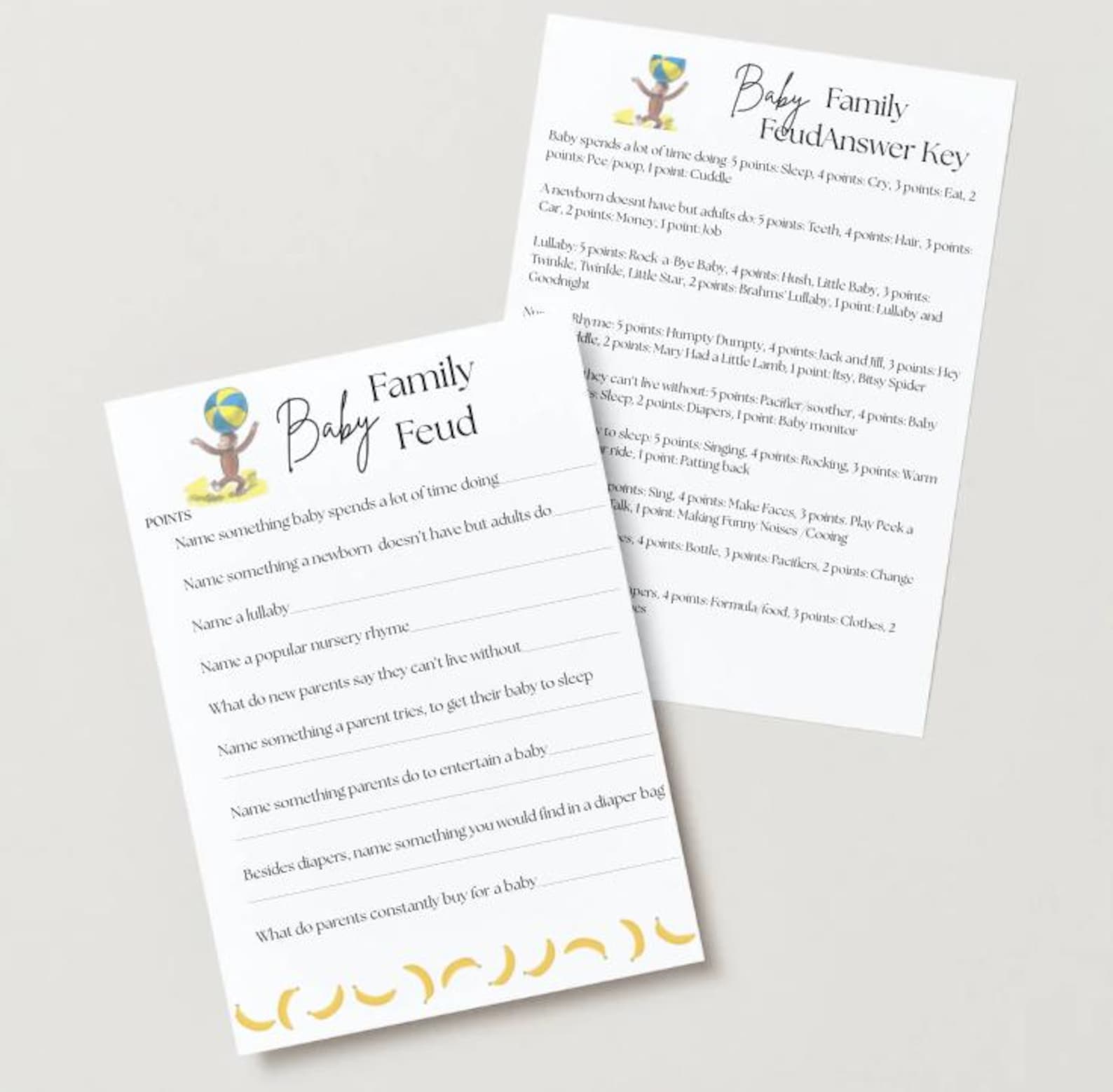 Curious George Baby Shower Invitation & Games Bundle (digital Download ...