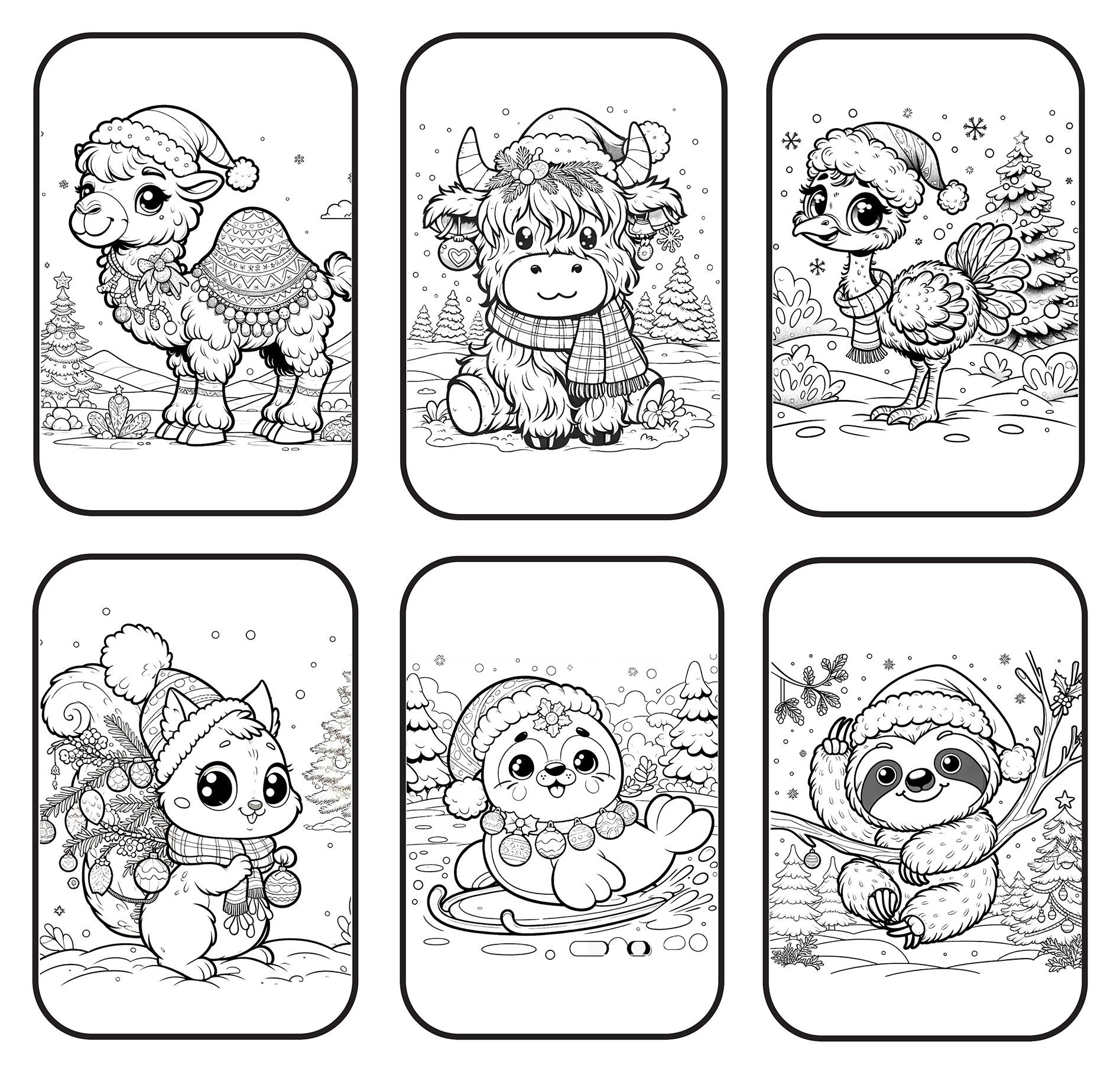 40-page Christmas Animals Coloring Book - Print at Home & Instant ...
