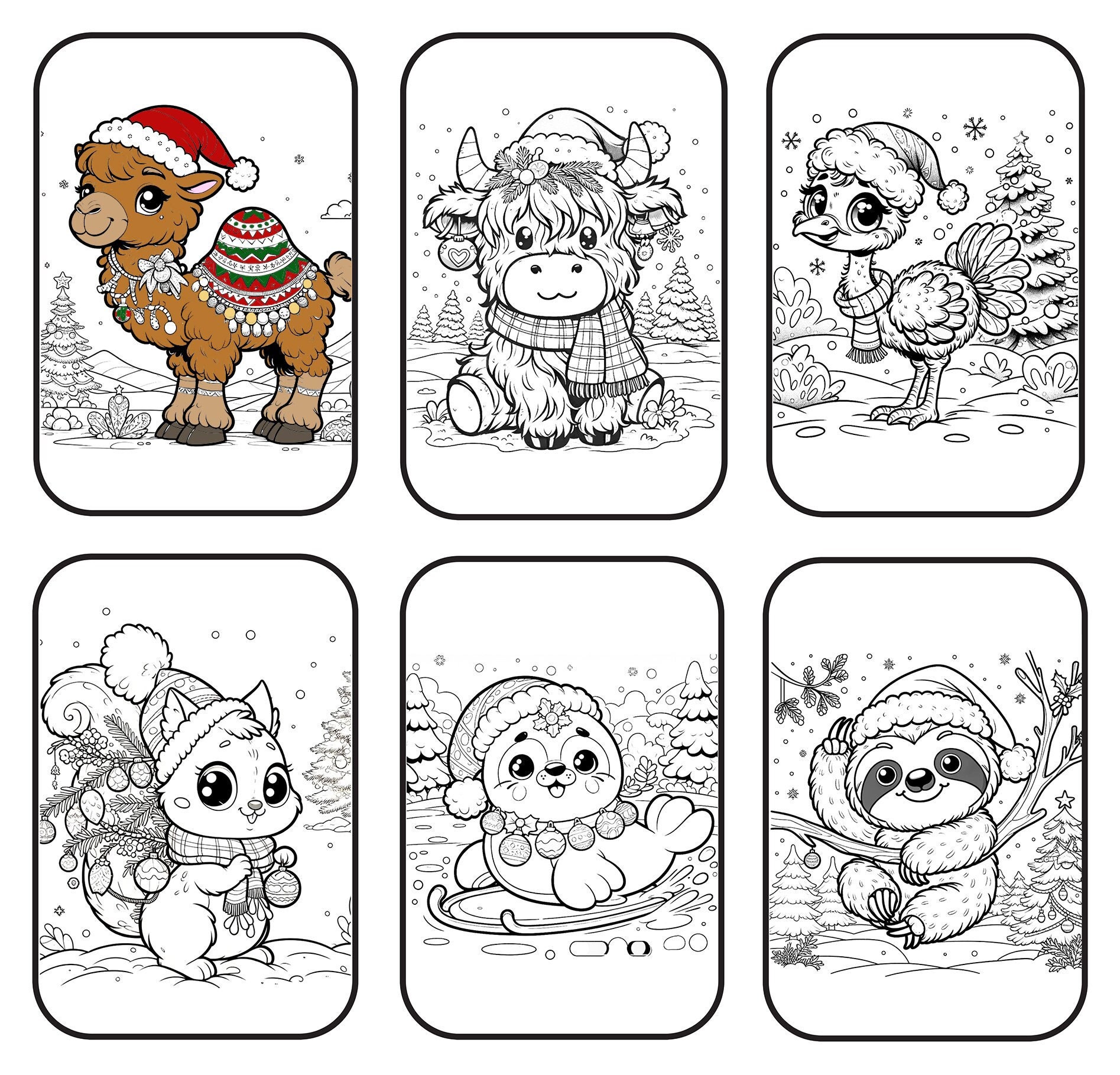 40-page Christmas Animals Coloring Book - Print at Home & Instant ...