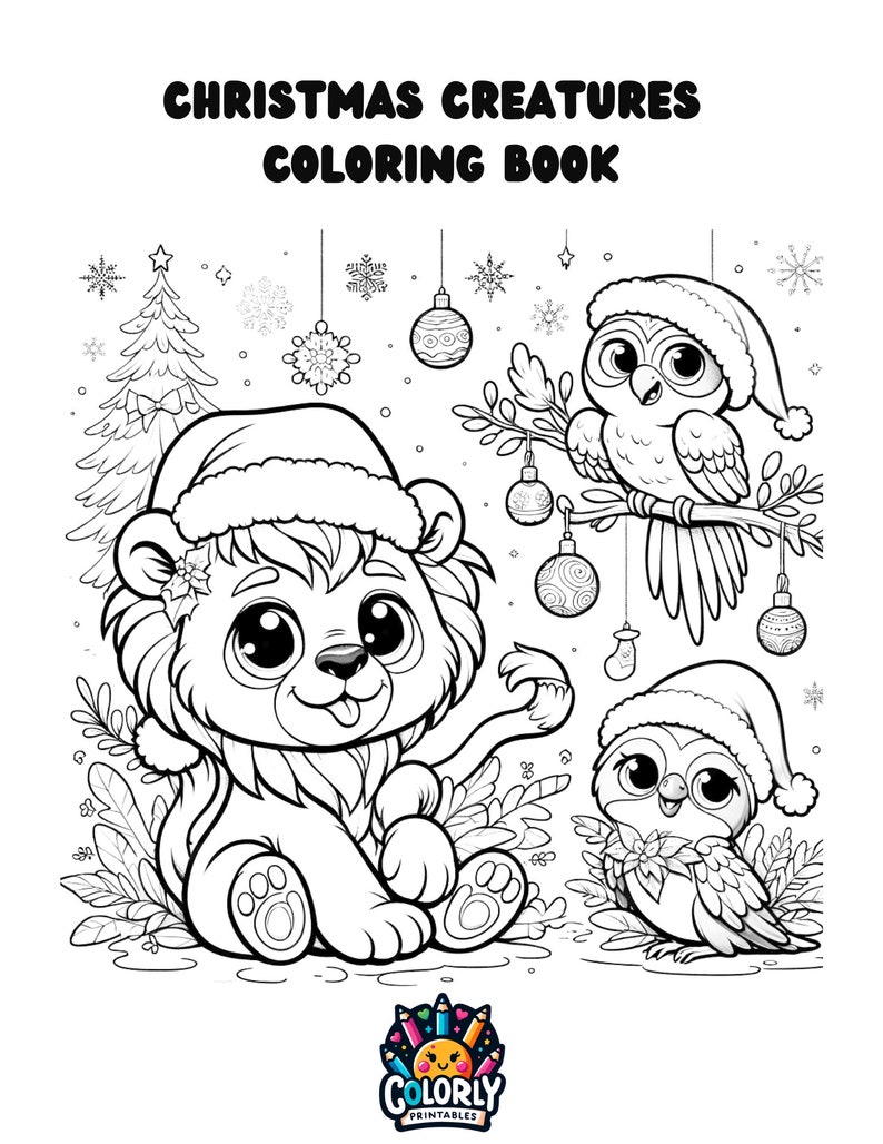 40-page Christmas Animals Coloring Book Print at Home & Instant ...