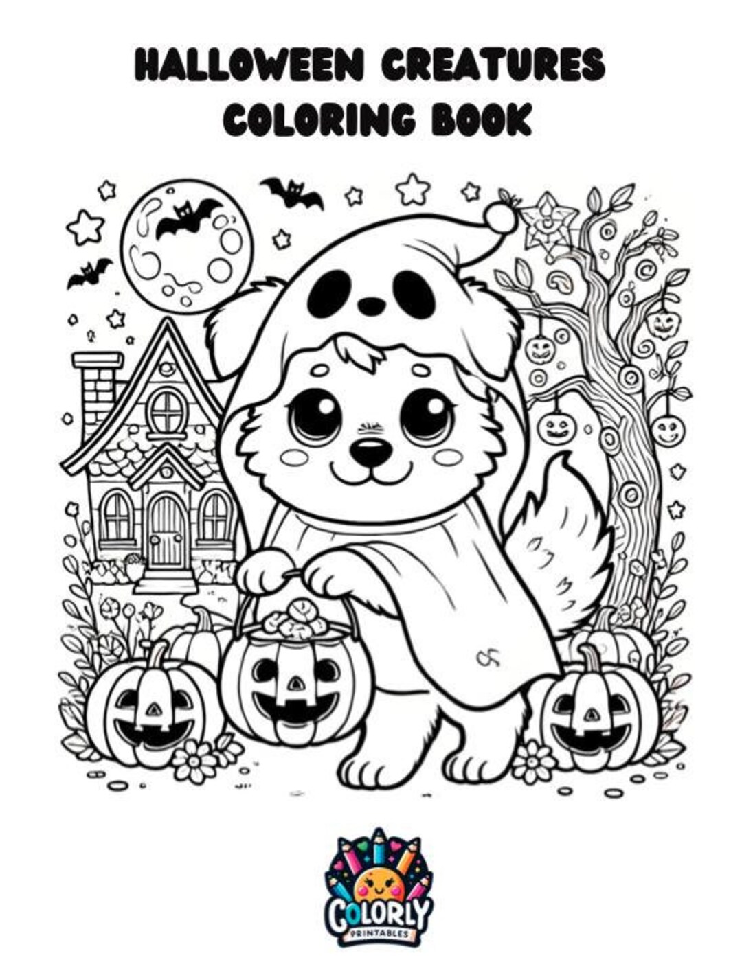 40+ Page Halloween Animals Coloring Book - Print at Home & Instant ...
