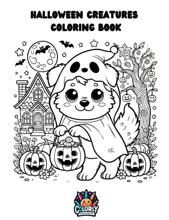 40+ Page Halloween Animals Coloring Book - Print at Home & Instant ...