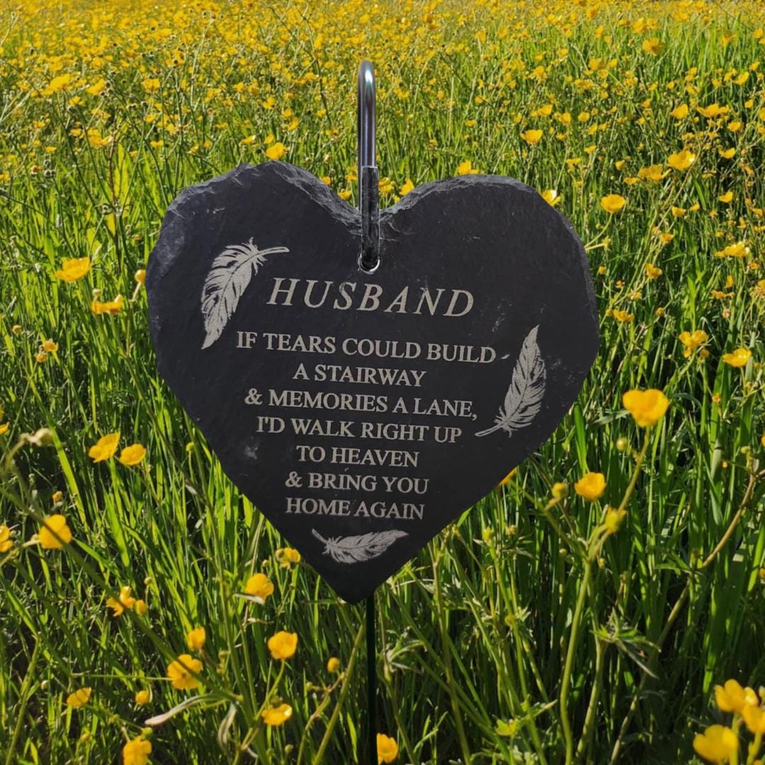 Engraved Slate Heart Memorial Grave Marker - Mum & Dad - Etsy