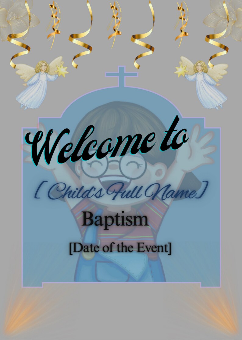 Baptism Poster Template Boys Editable Baby Dedication Invitation 18x24 ...