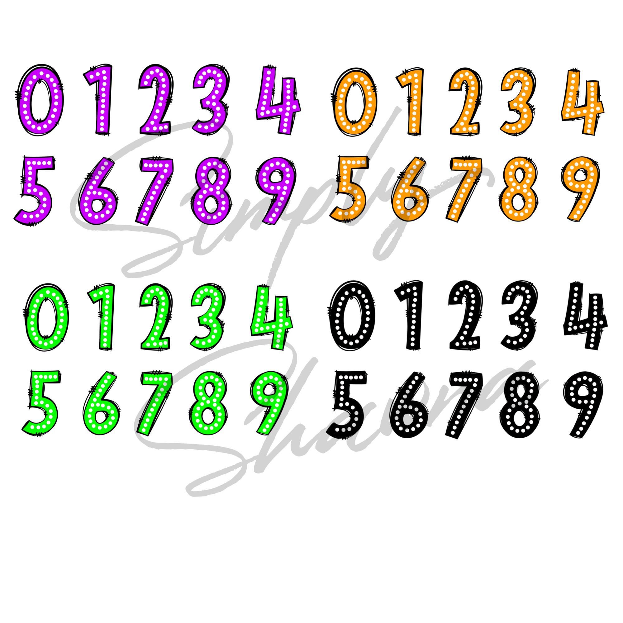 Halloween Alphabet Dots Letters PNG Bundle, Bright Color Palette, 5 ...