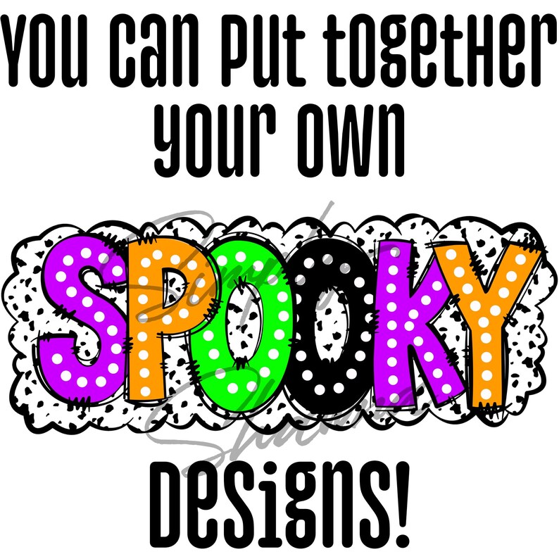 Halloween Alphabet Dots Letters PNG Bundle, Bright Color Palette, 5 ...