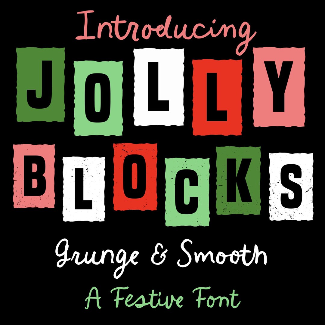 Christmas Block Letters PNG Bundle, Red Green White Palette, 4 Alpha ...