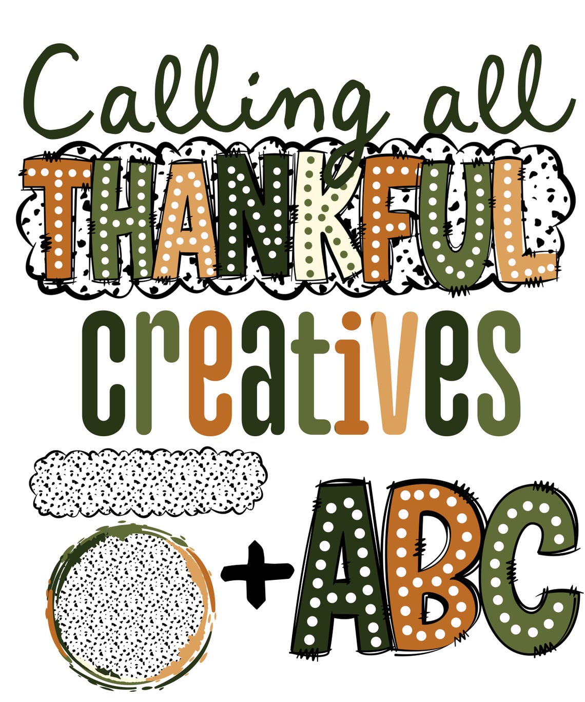 Fall Alphabet Dots Letters PNG Bundle, Thanksgiving Fall Palette, 5 ...
