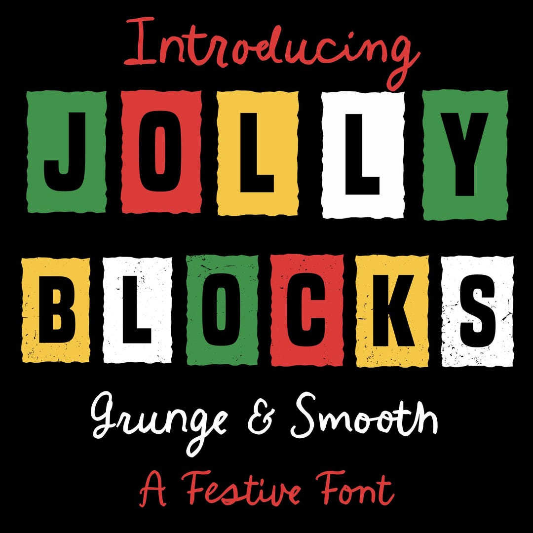 Christmas Block Letters PNG Bundle, Red Green Yellow White Palette, 4 ...