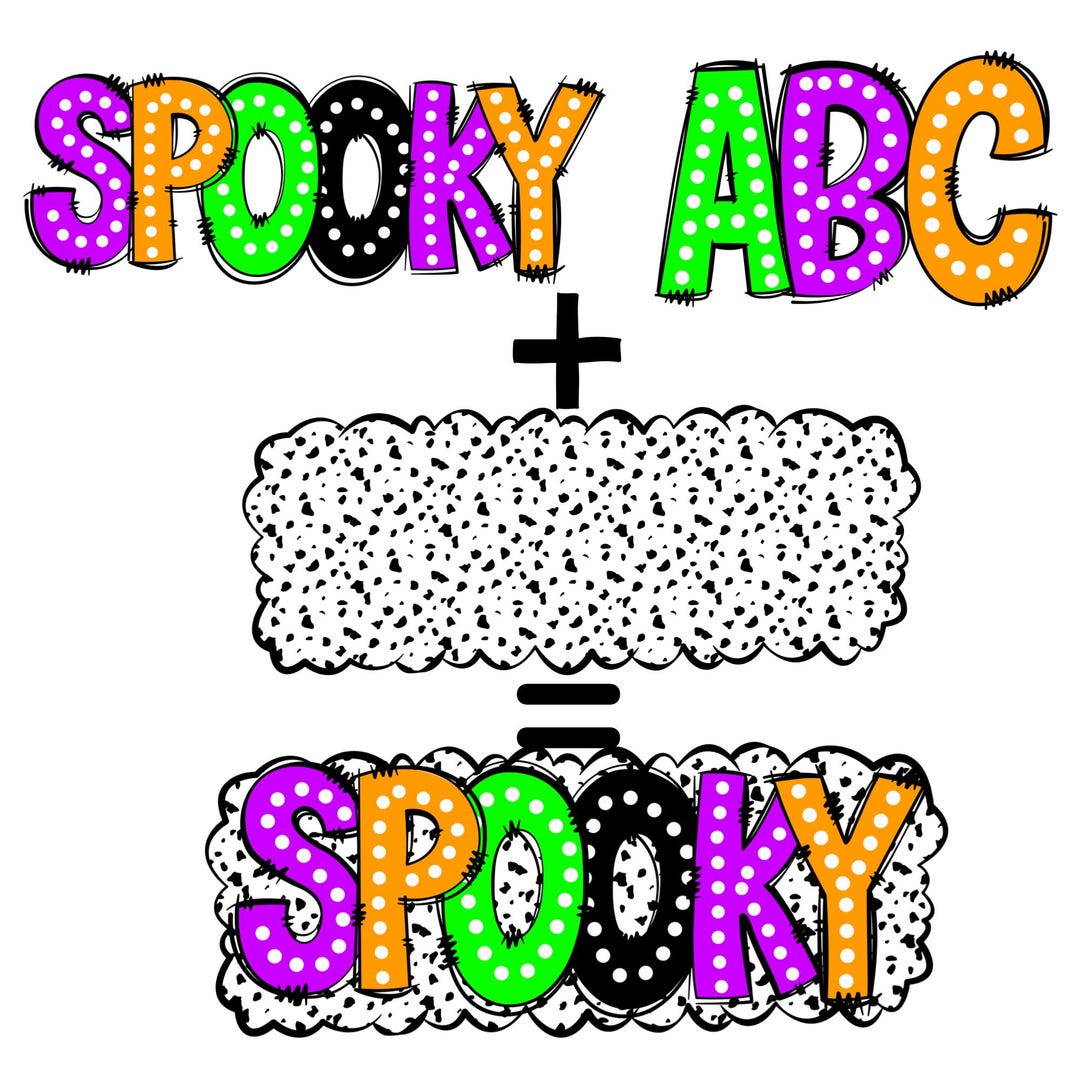 Halloween Alphabet Dots Letters PNG Bundle, Bright Color Palette, 5 ...
