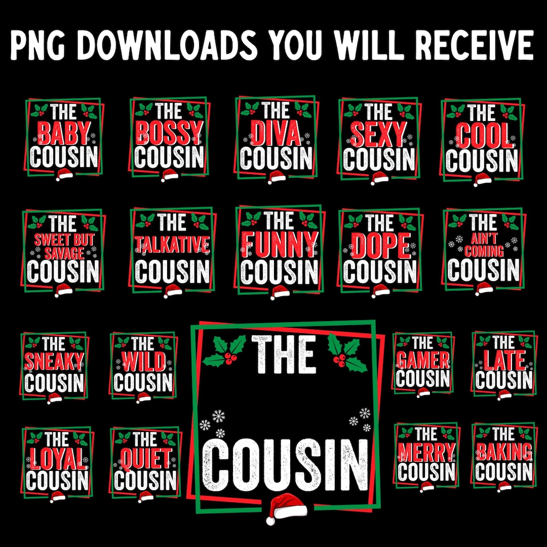 Christmas Cousins PNG Files, Matching Cousin Crew Digital Download ...