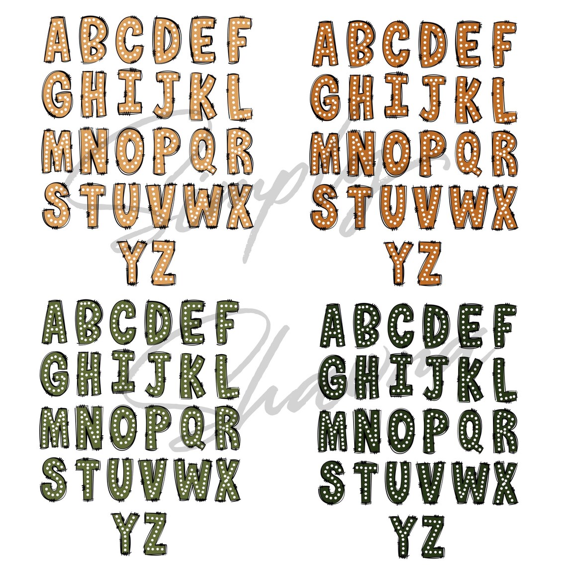 Fall Alphabet Dots Letters PNG Bundle, Thanksgiving Fall Palette, 5 ...