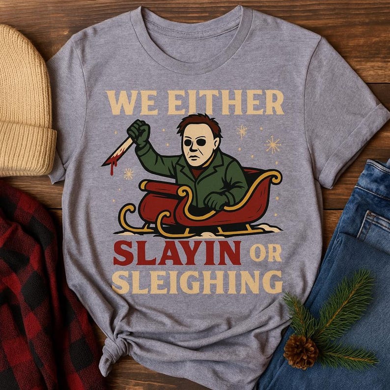 Slayin’ or Sleighing PNG | Horror Christmas PNG | Funny Holiday ...