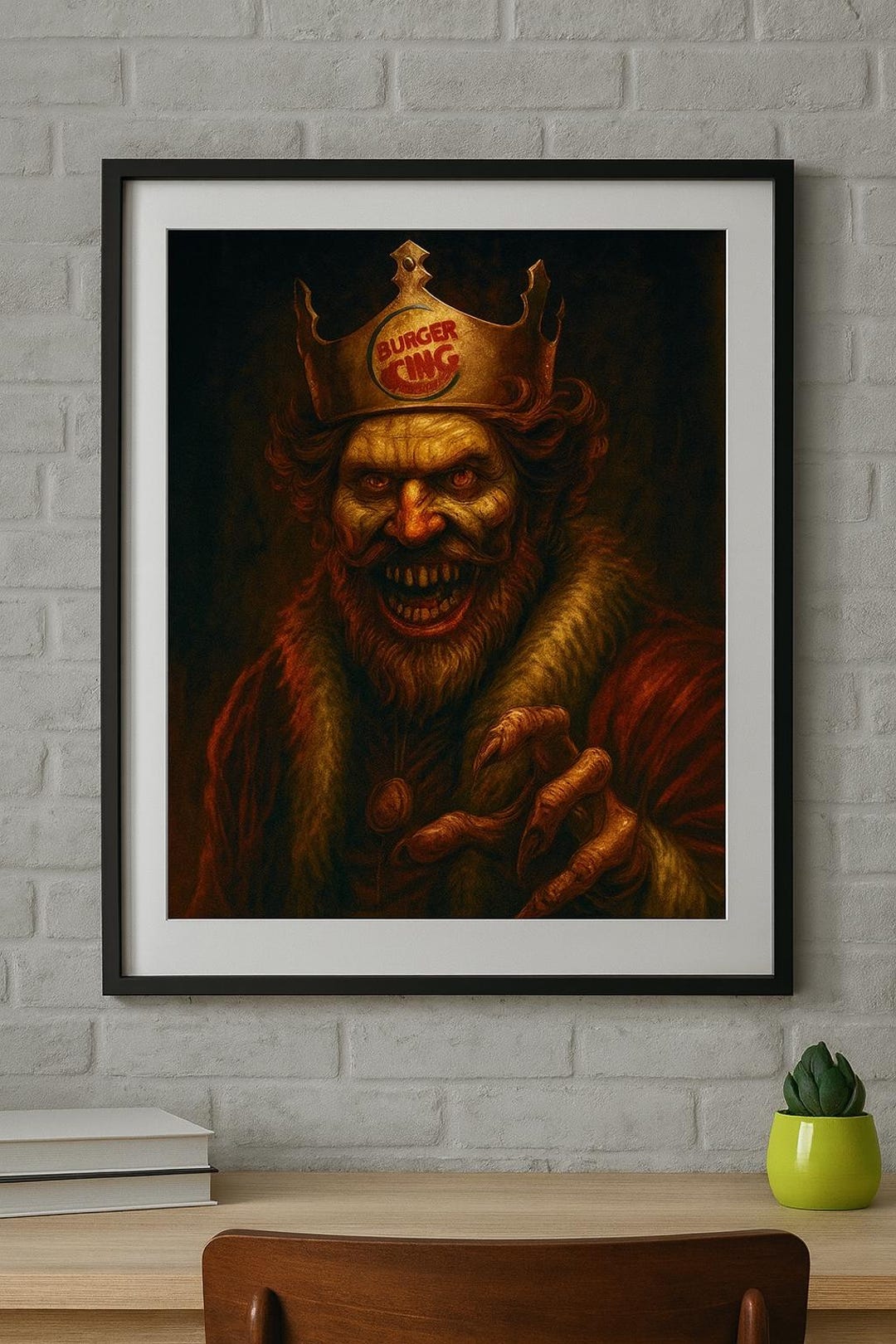 Creepy Burger King Horror Art Print: Demonic Fast Food Royalty - Etsy