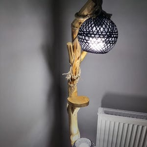 Natural Wood Tree Floor Lamp: Double Globe Lighting, Rustic Decor - Etsy